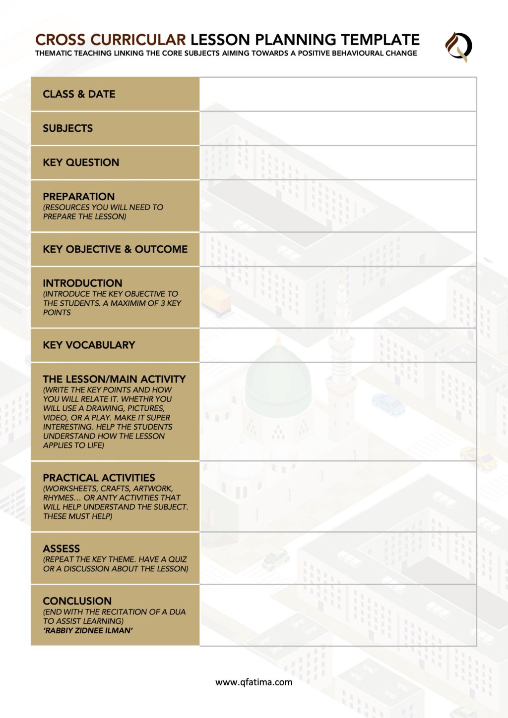 Schemes of Work – Infants – QFatima